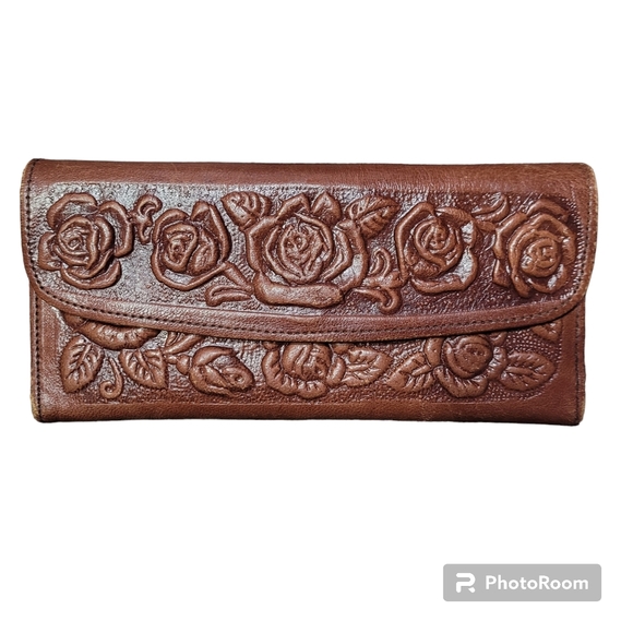 Bags | Tooled Leather Rose Wallet Made In Mexico | Poshmark